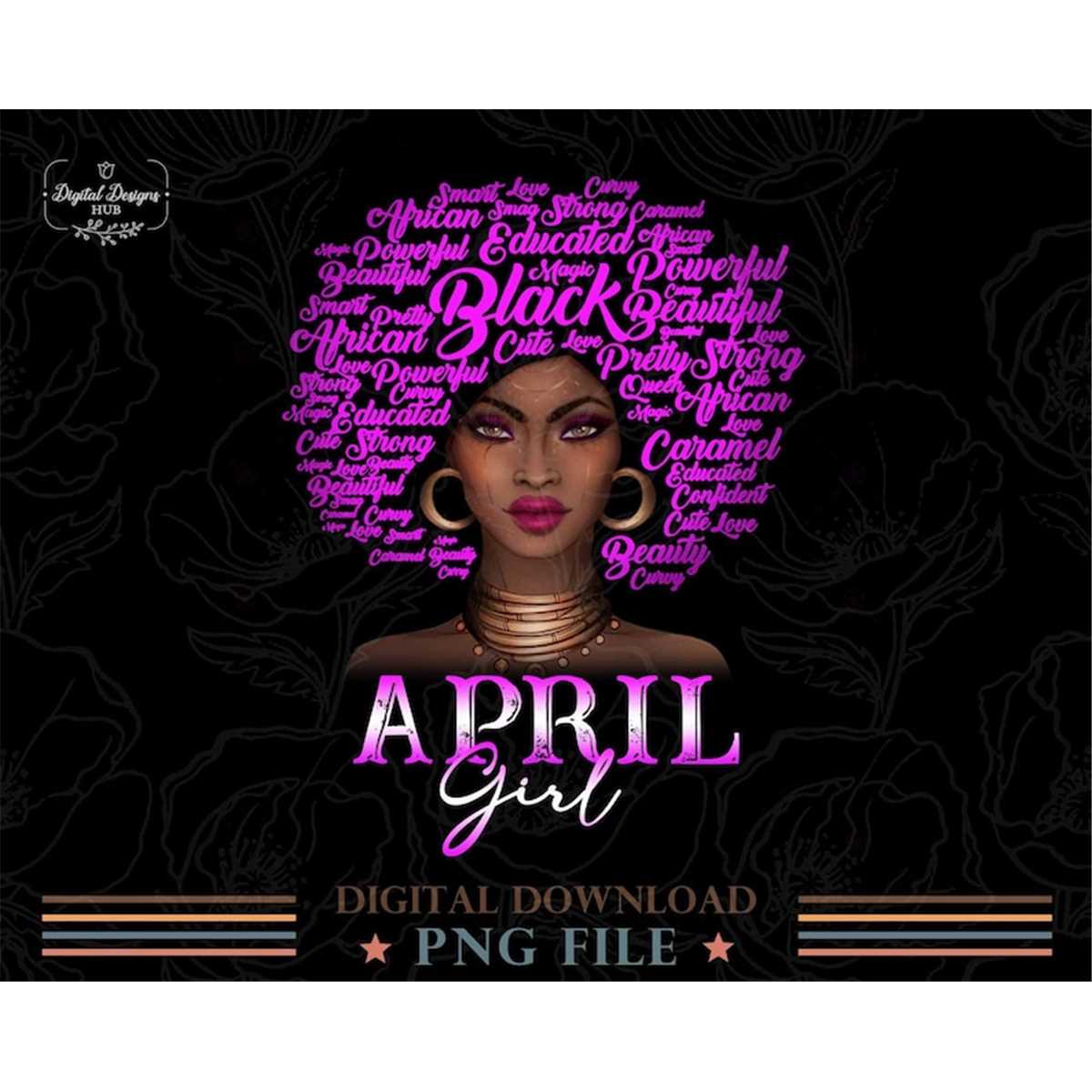 Black Queen April Birthday Girl PNG, Beautiful Black Girl Bi | Inspire ...