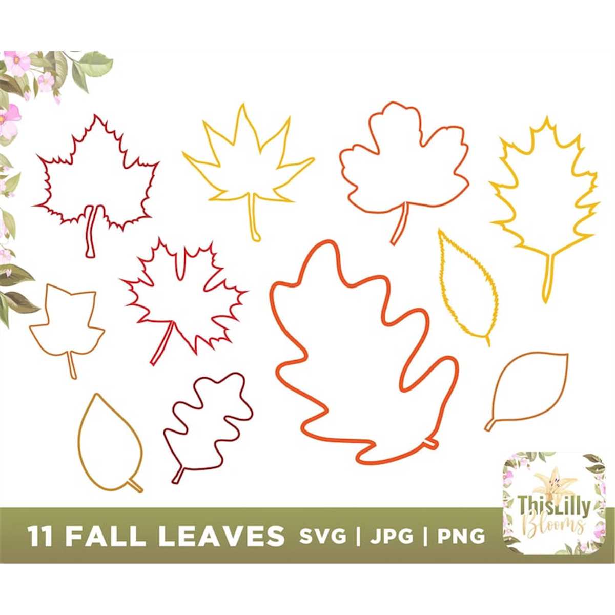 Fall Leaves Svg, Fall leaf svg bundle, Fall outline svg, Fal | Inspire ...