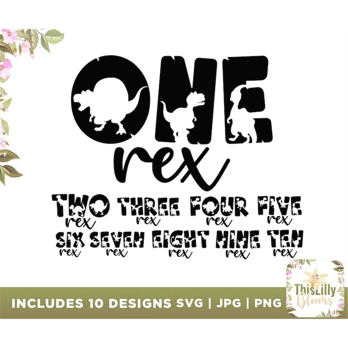 Numbers Saurus Svg Bundle, One Saurus Svg, Two Saurus Svg, T | Inspire ...