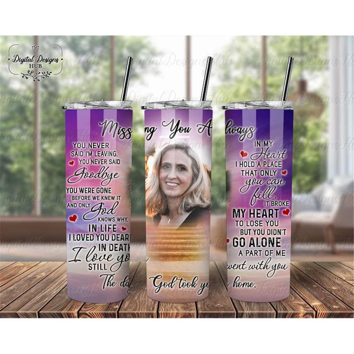 Custom Memorial Photo Glitter Tumbler Wrap PNG, Missing You | Inspire ...