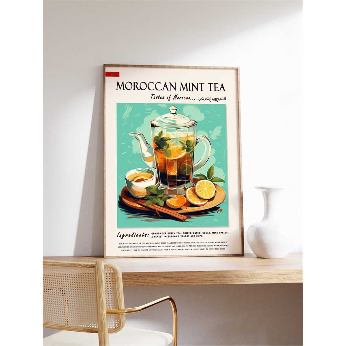 Moroccan Mint Tea Drink Poster, Moroccan Food and Drink Prin - Inspire ...