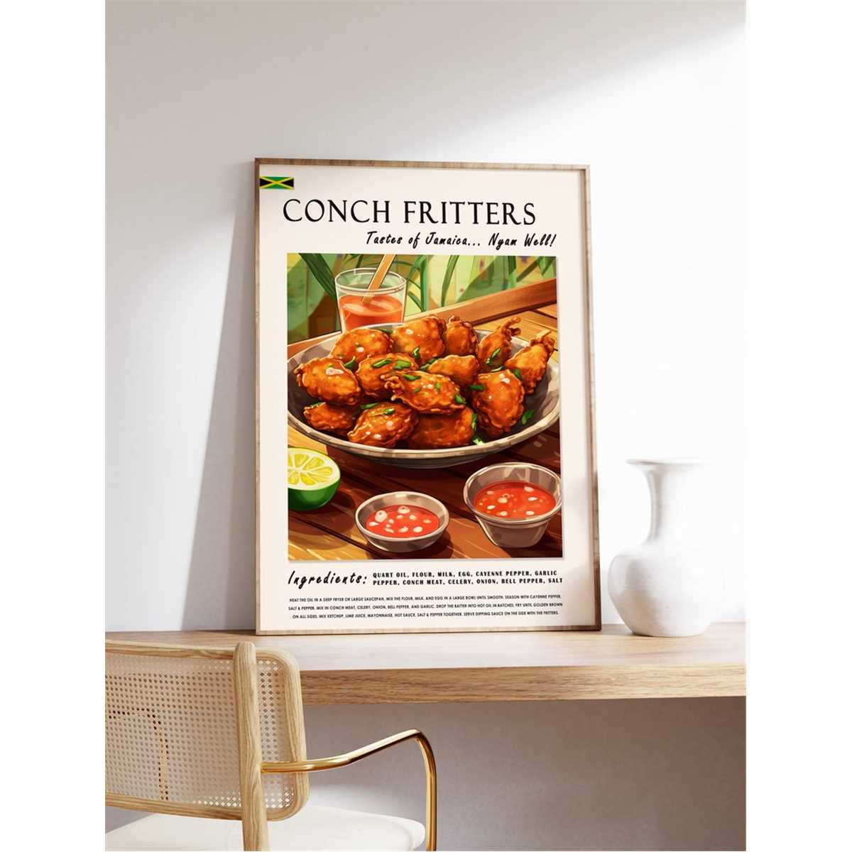 Conch Fritters Jamaican Food Poster, Caribbean Food Print, J - Inspire ...