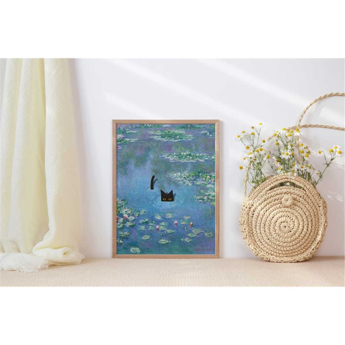 Monet Waterlily Cat Print, Claude Monet Cat Poster, Cat Art, | Inspire ...