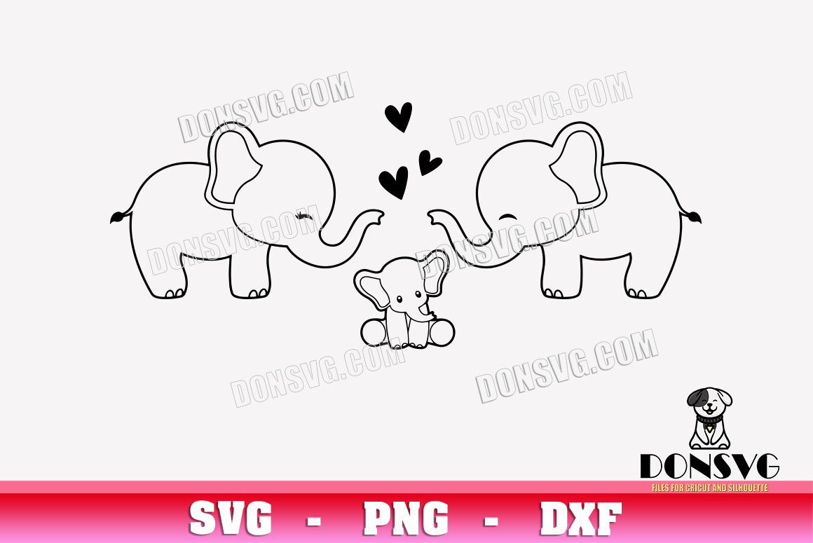 Elephant Family Outline SVG Cut Files for Cricut Mom Dad Bab | Inspire ...