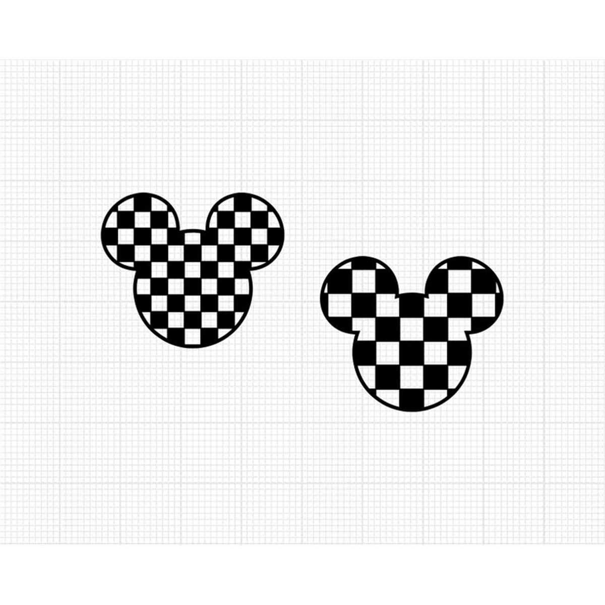 Checkered Mickey Mouse, Movie, Retro, Ears Head, Svg Png Dxf - Inspire ...