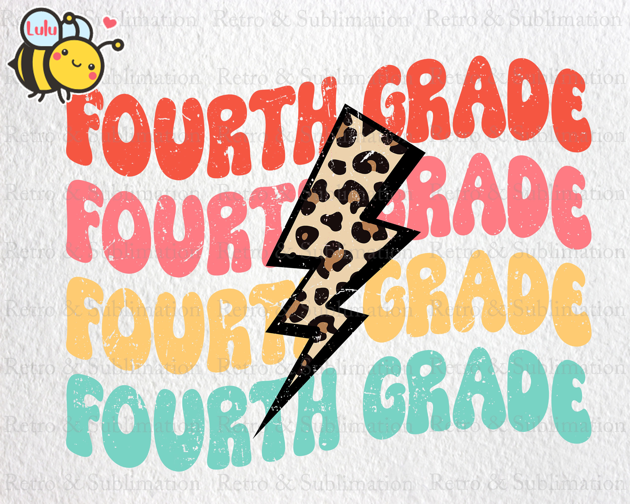 Fourth Grade Stacked Leopard Lightning Bolt Png, Back To Sch | Inspire ...