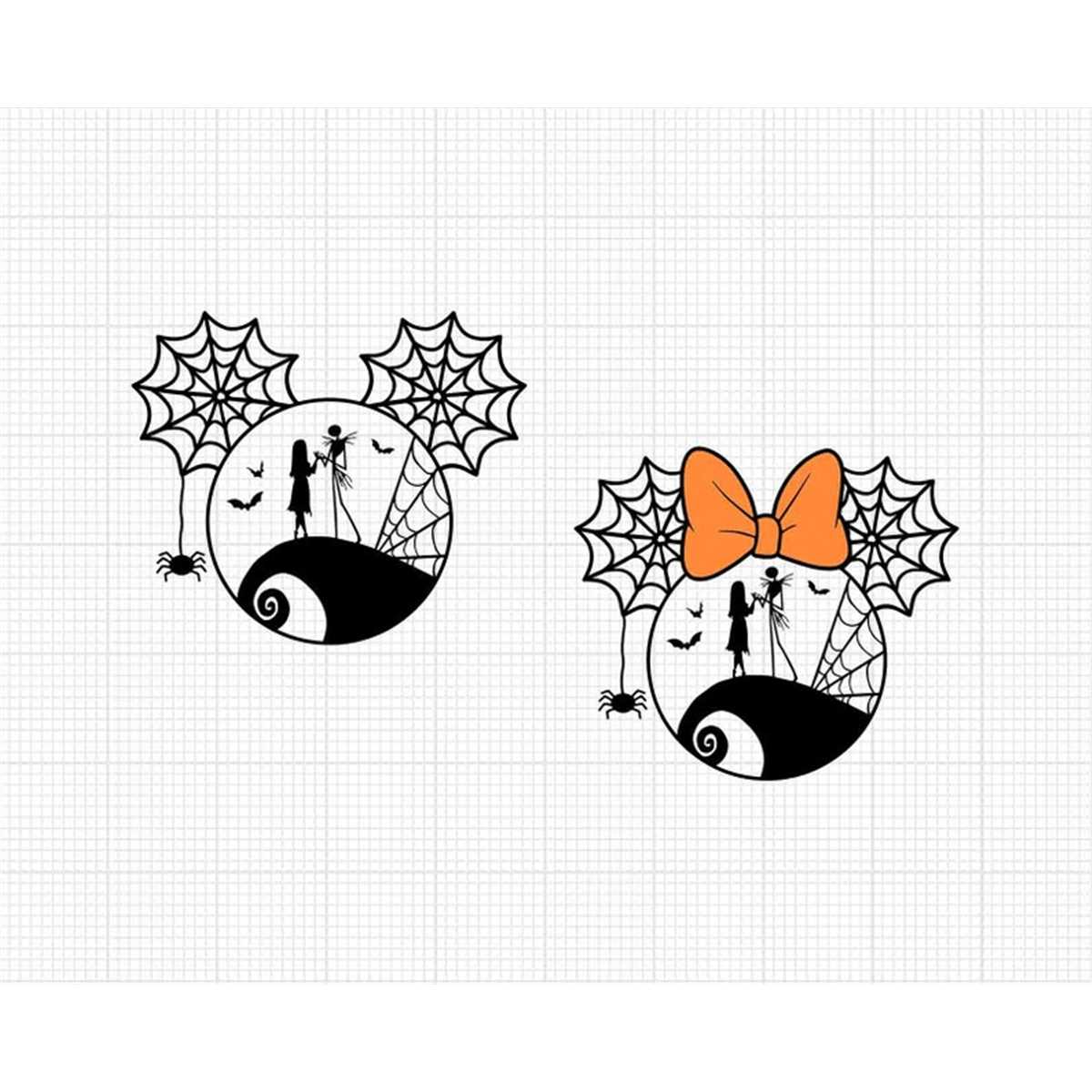 Halloween, Jack Sally, Mickey Minnie Head, Spider Web, Svg a | Inspire ...