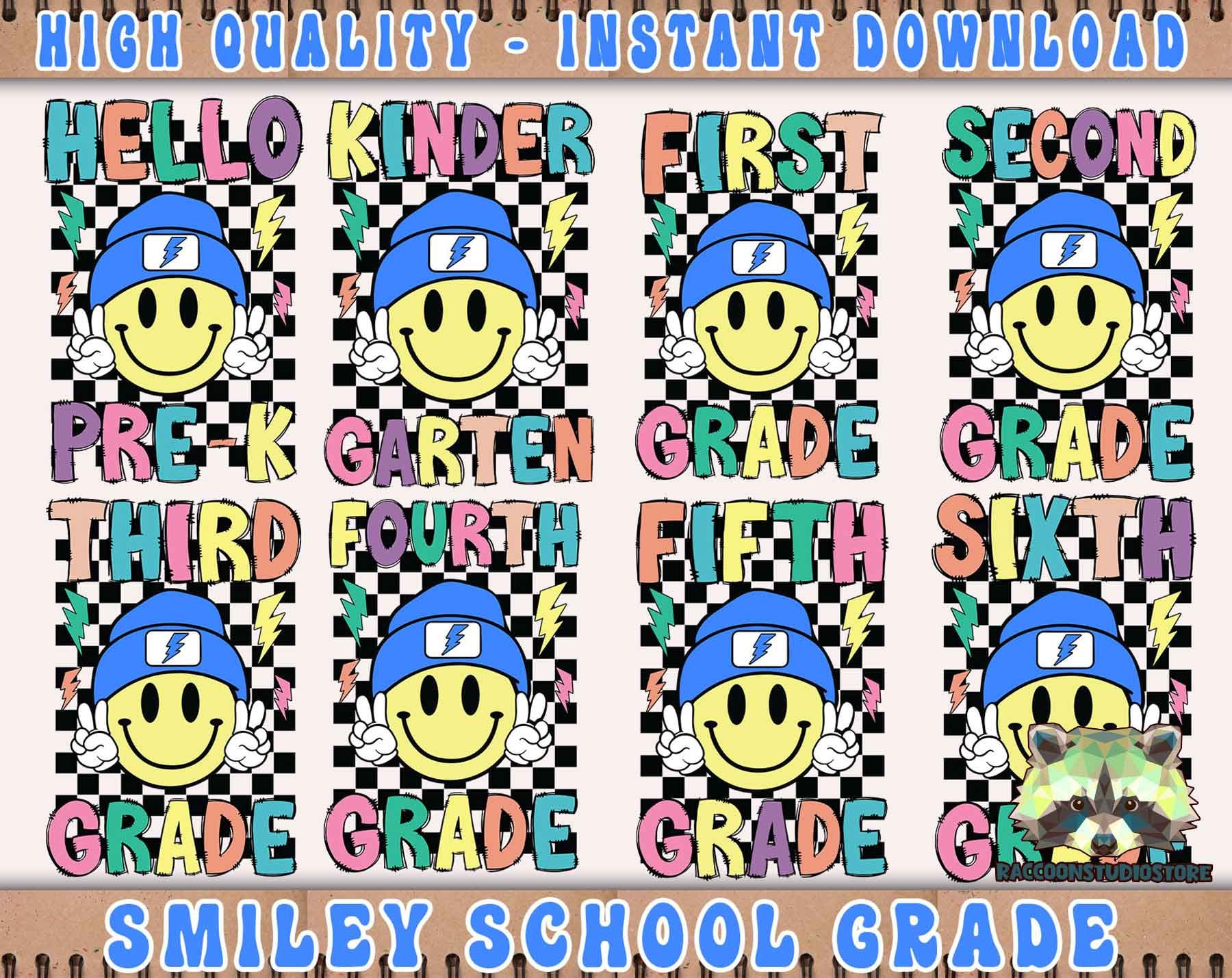 8 Smiley Grade Png Bundle, Smile Face Back To School Png Bun - Inspire ...