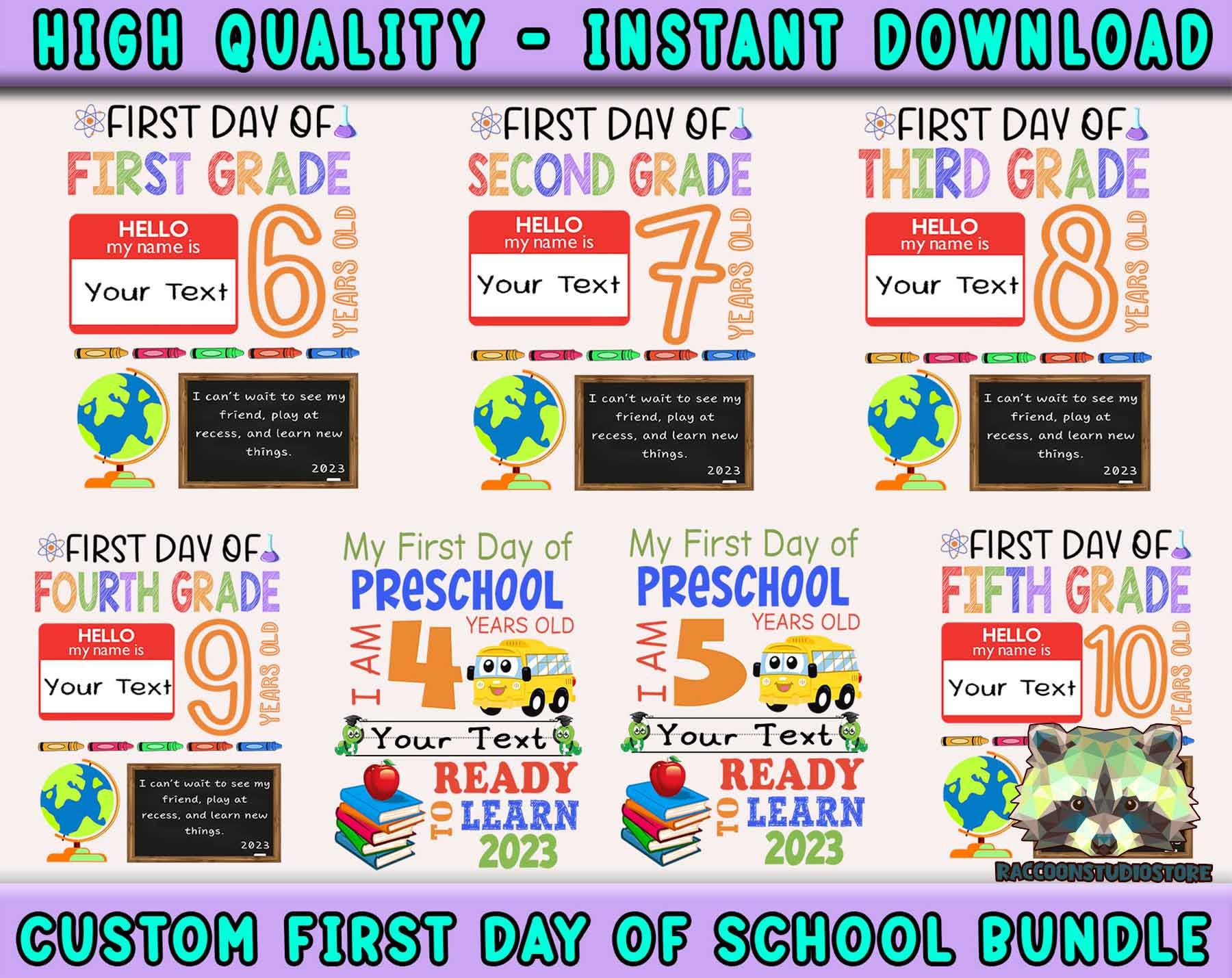 PERSONALIZED First Day of School Grade Bundle Png, Back to S - Inspire ...