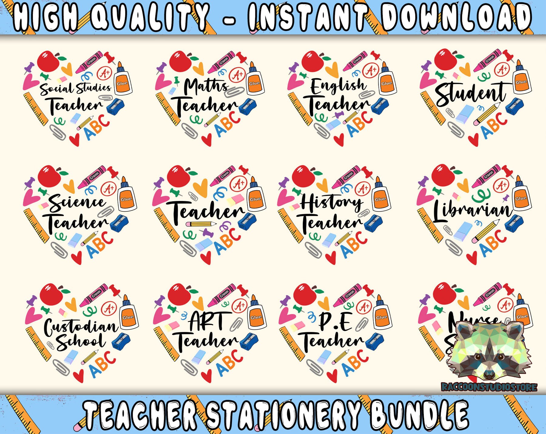 Teacher Stationery Bundle Png, Teacher Sublimation, Teacher | Inspire ...