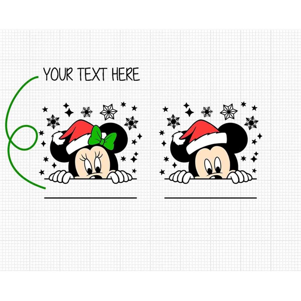 Christmas, Mickey Minnie Mouse Peeking, Split Name, Svg and | Inspire ...
