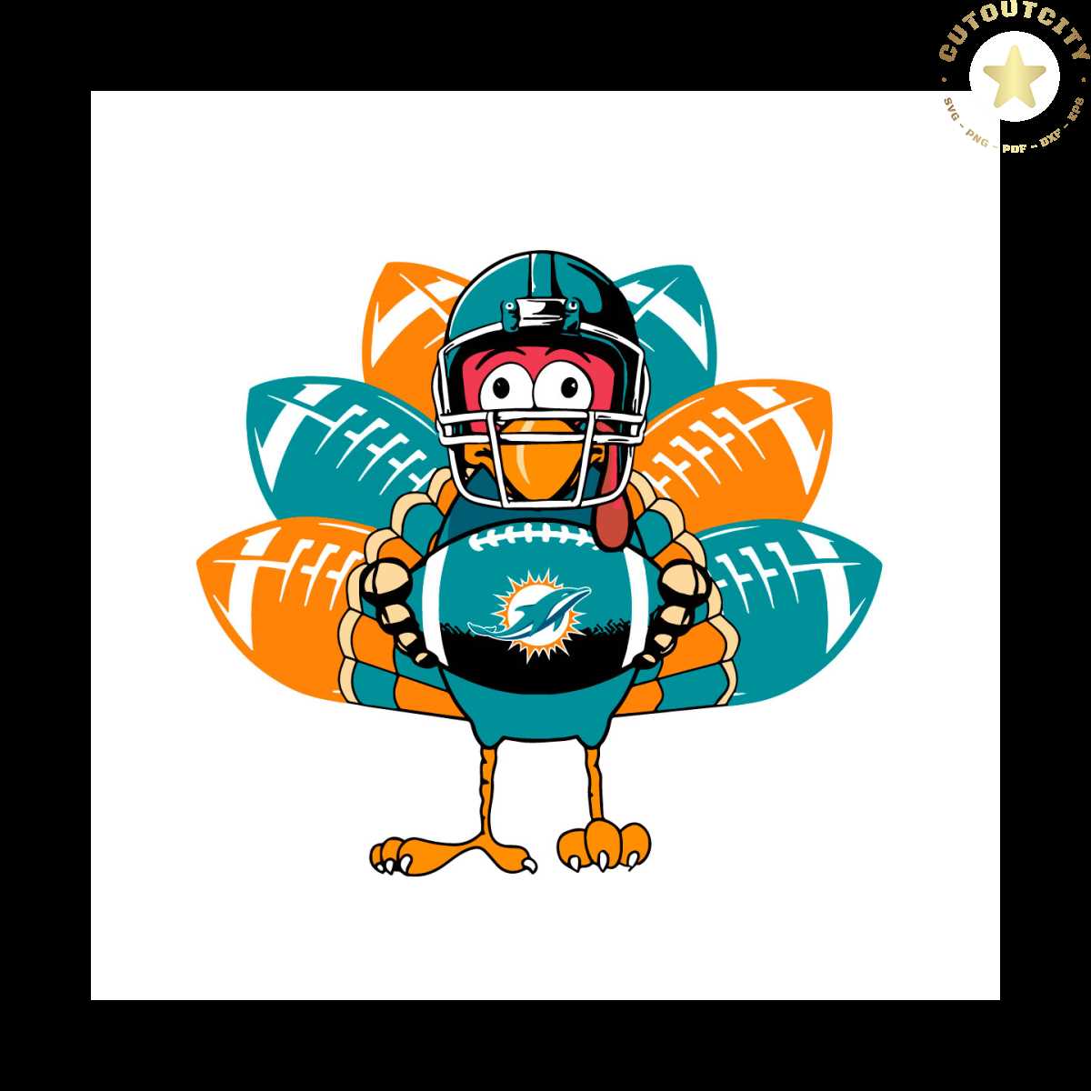 Miami Dolphins Turkey Svg, American Football Svg, Miami Dolp | Inspire ...