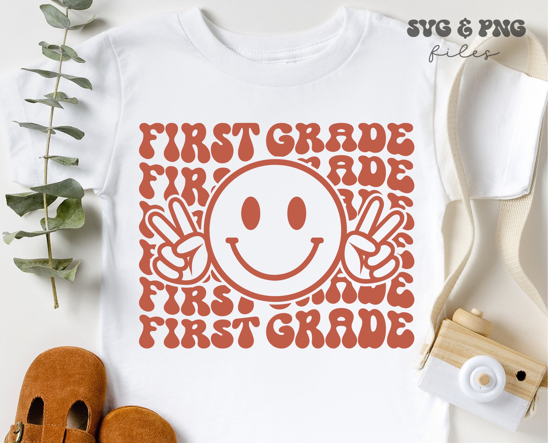 Retro First Grade SVG, Retro Smile Face svg, Back to school | Inspire ...