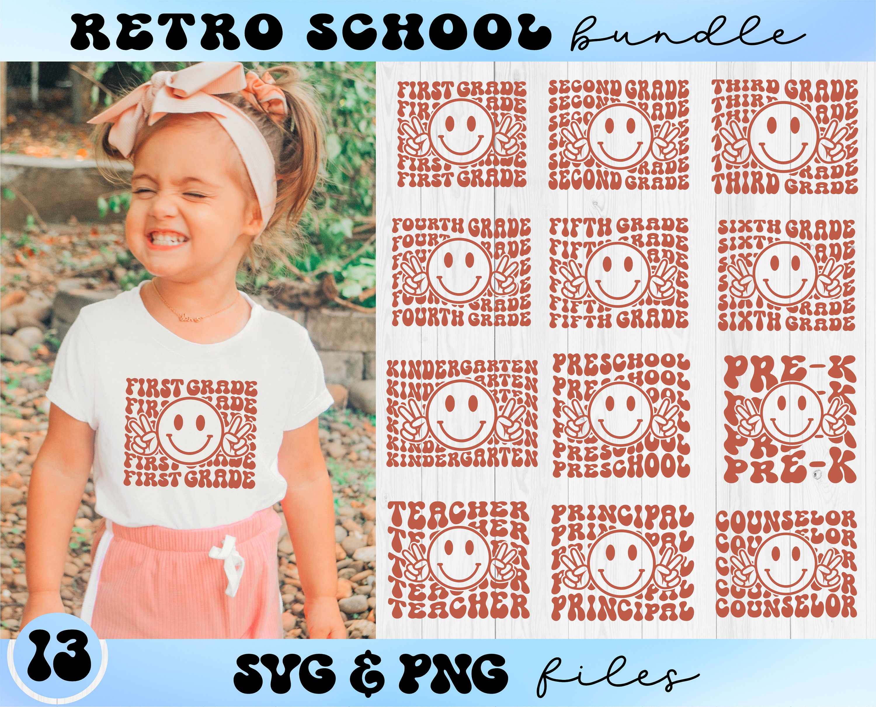 Retro School Svg Bundle Retro Smiley Face Svg Back To Scho Inspire
