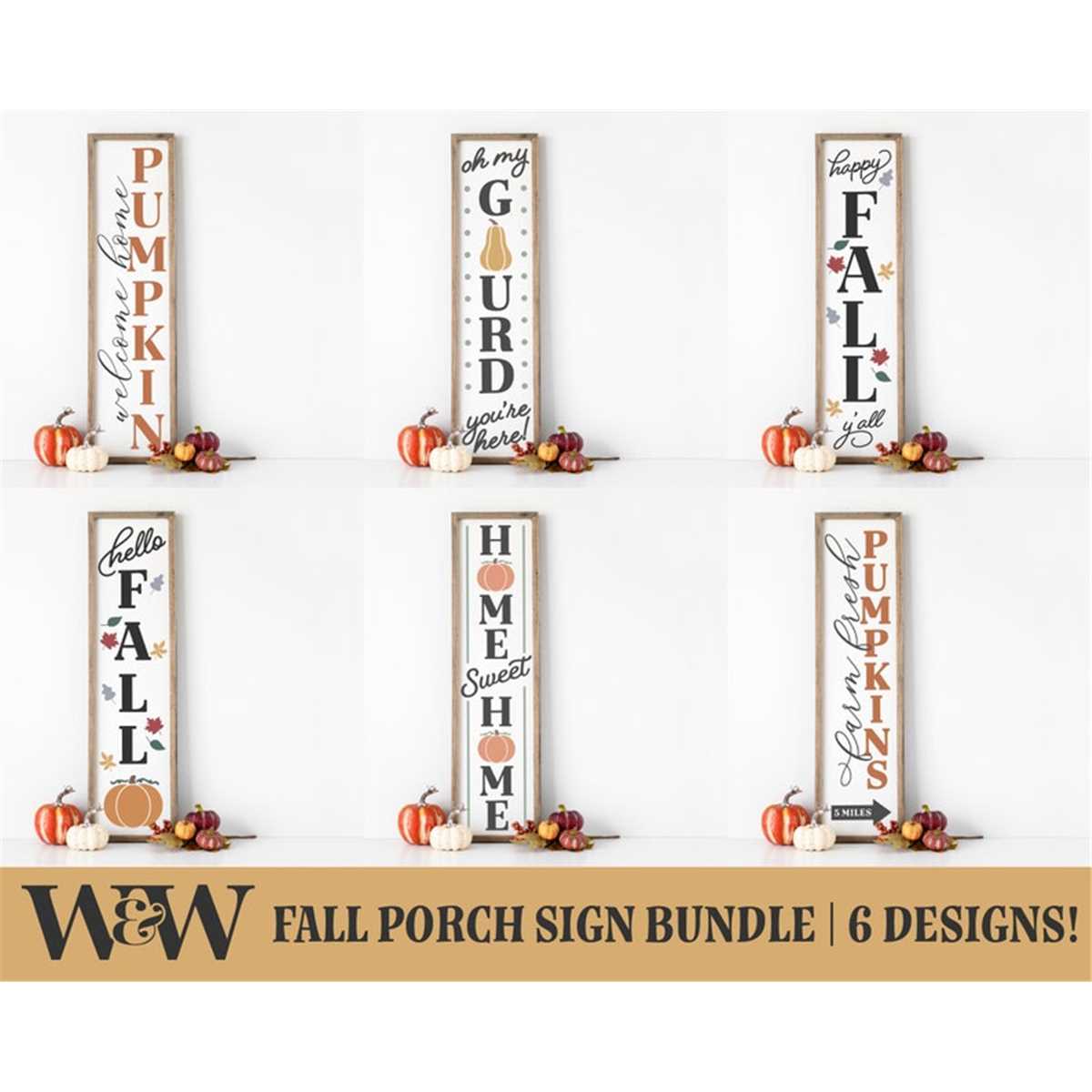 Fall Porch Sign SVG Bundle | Fall Vertical Sign SVG | Autumn | Inspire ...