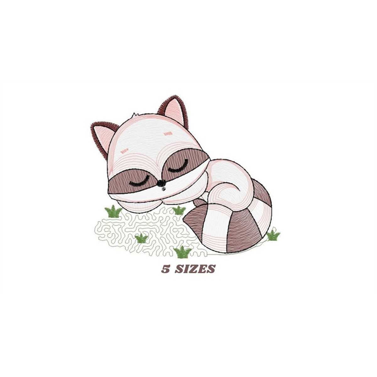 Sleeping Raccoon embroidery designs - Animal embroidery desi | Inspire ...
