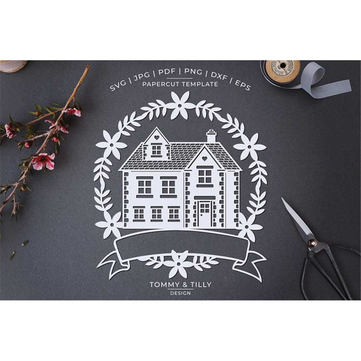 Family Home Garland - Papercut Template | Machine Cut | Cric | Inspire ...