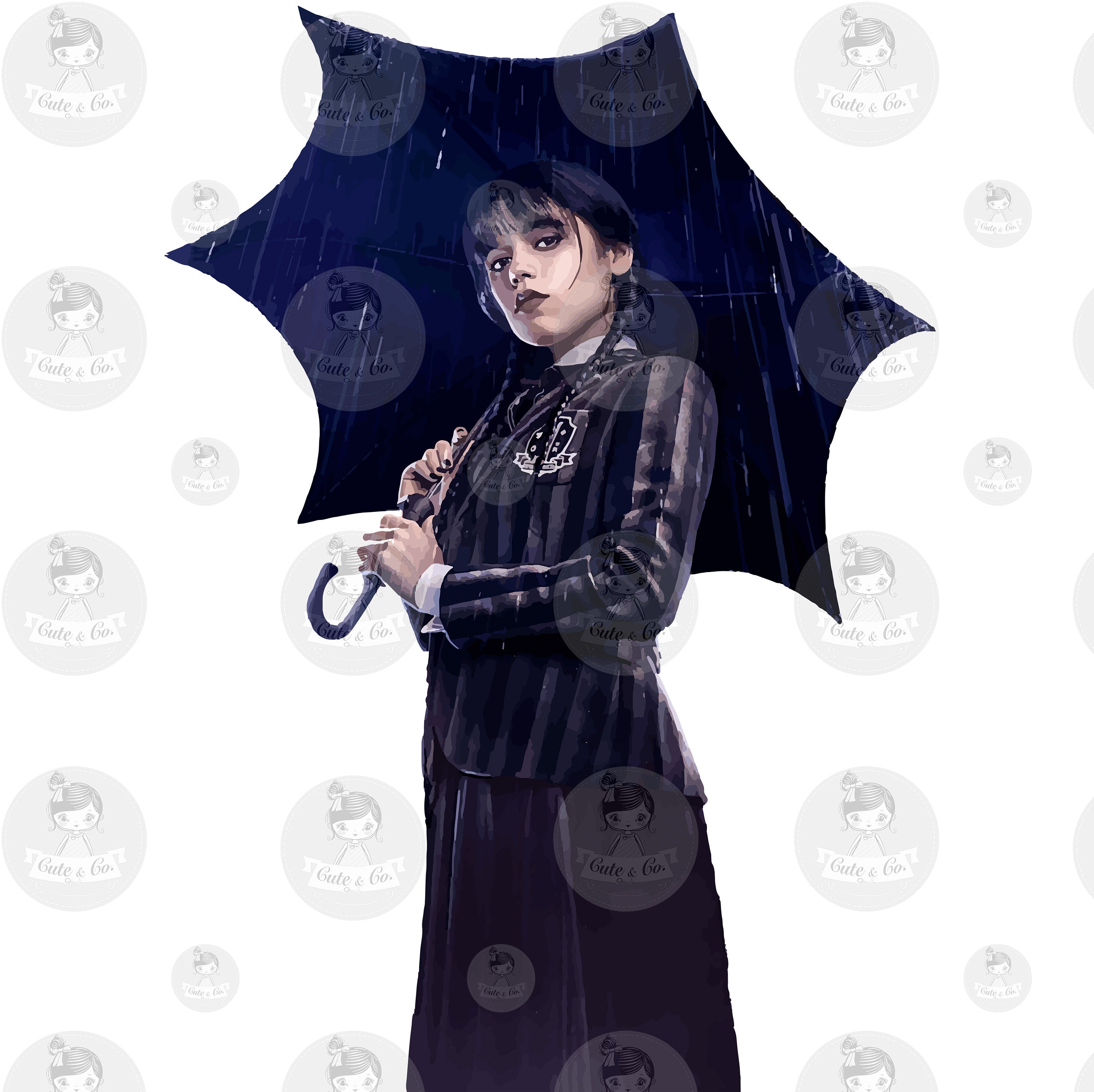 SVG Merlina with umbrella PNG Vectors Wednesday Addams Wedne - Inspire ...