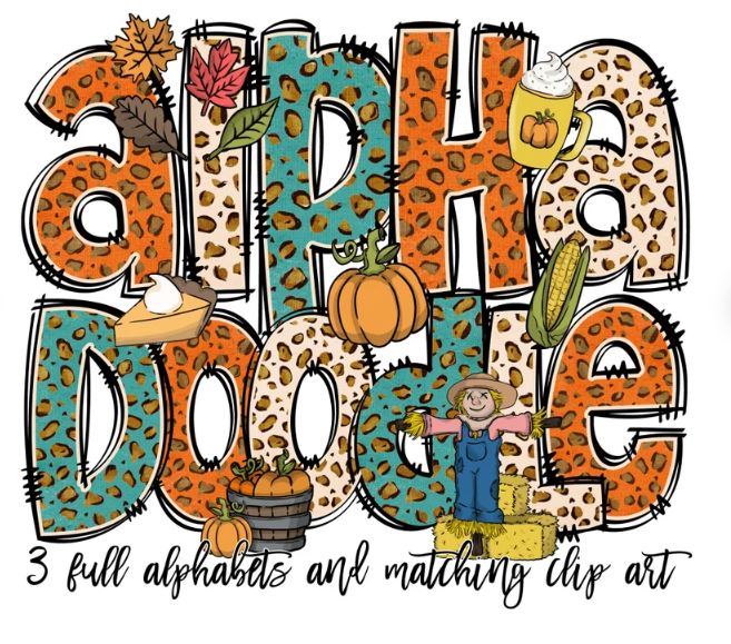 Fall Doodle letters with Clip Art, Hand Drawn Doodle Alpha B - Inspire ...