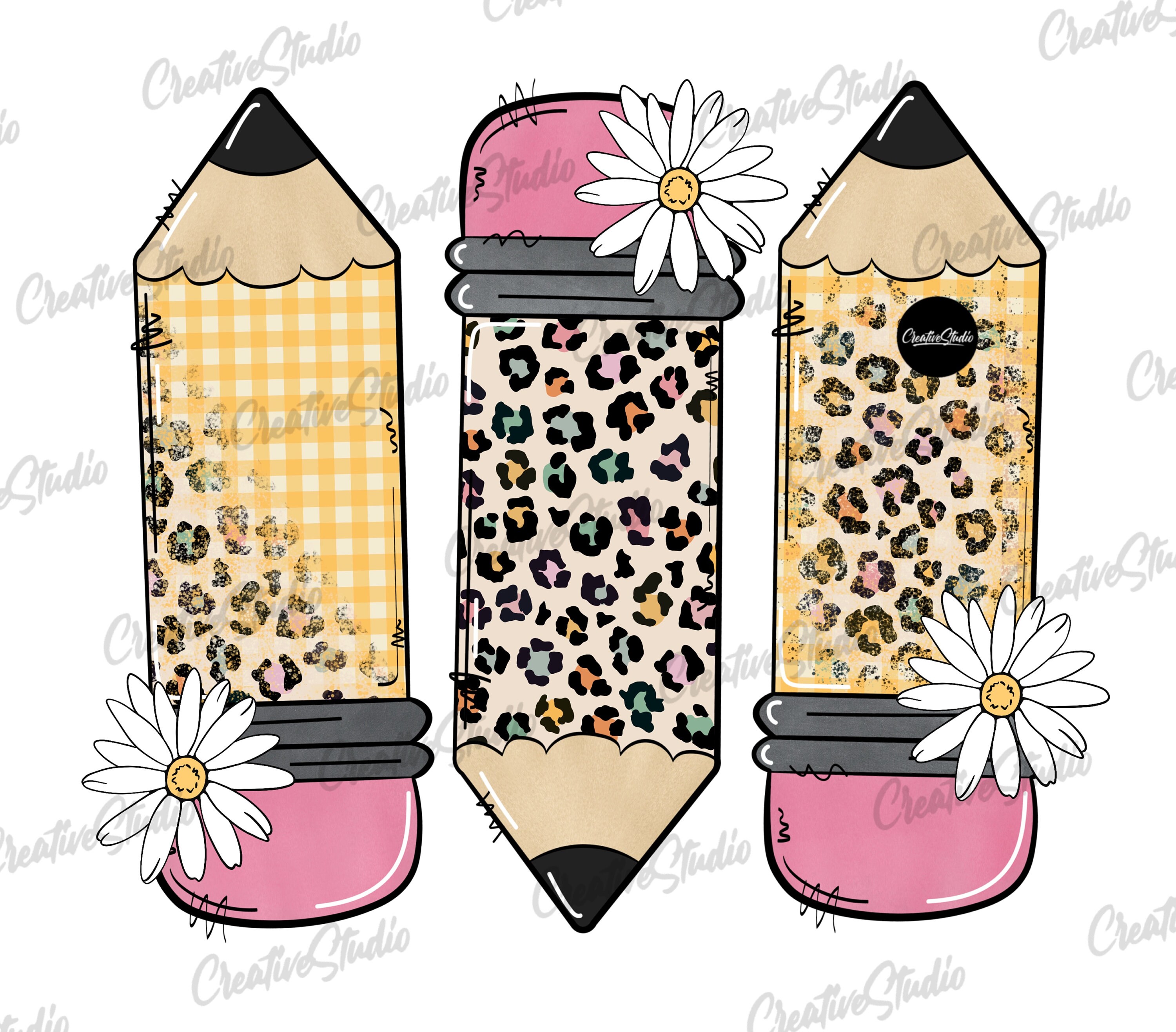 Back To School png, Leopard Pencil Trio Printable sublimatio | Inspire ...