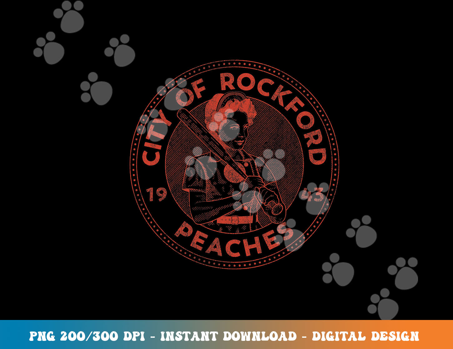 City of Rockford Peaches Baseball png, sublimation copy | Inspire Uplift
