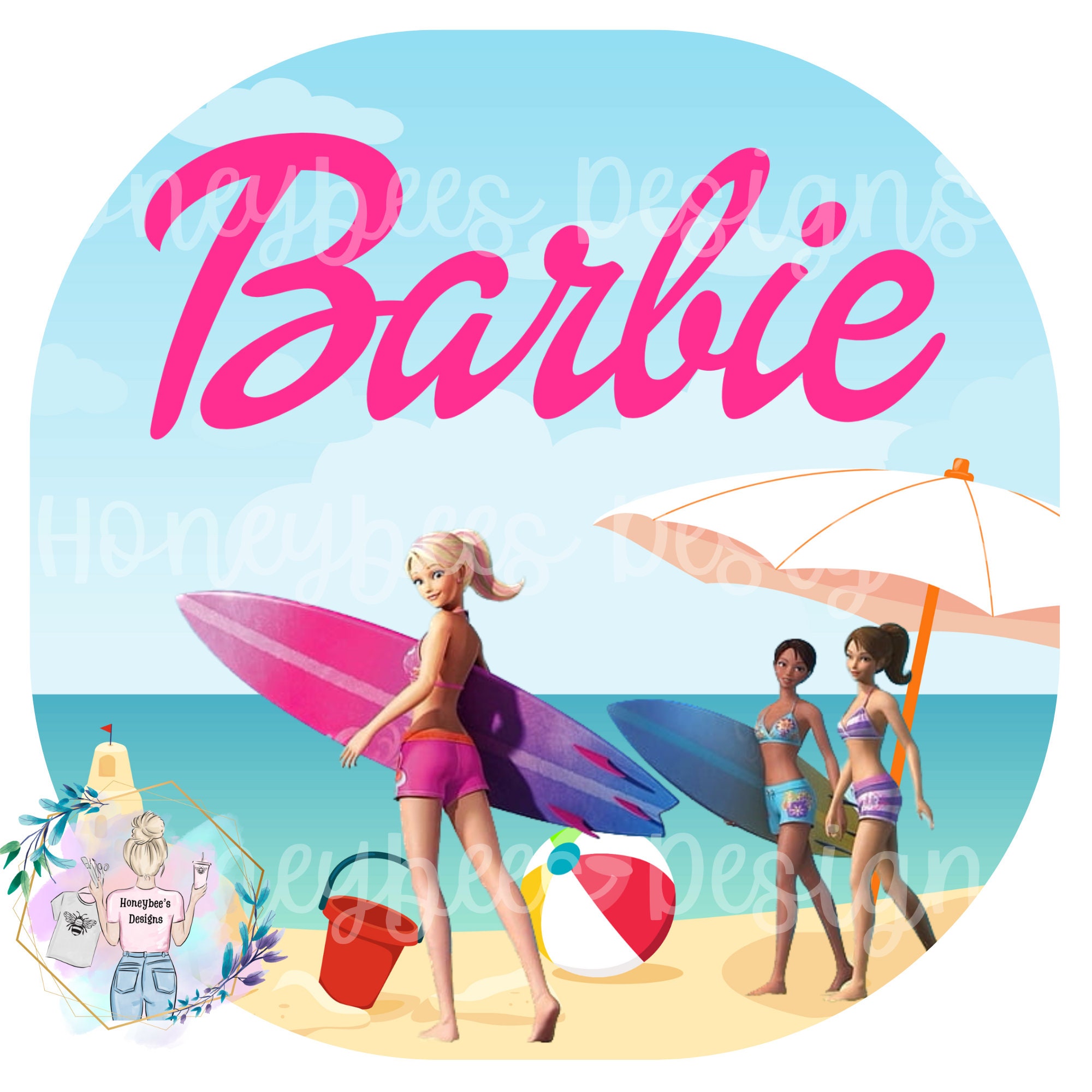 Malibu Barb and friends beach day Pink Doll,beach,PNG,shirt - Inspire ...