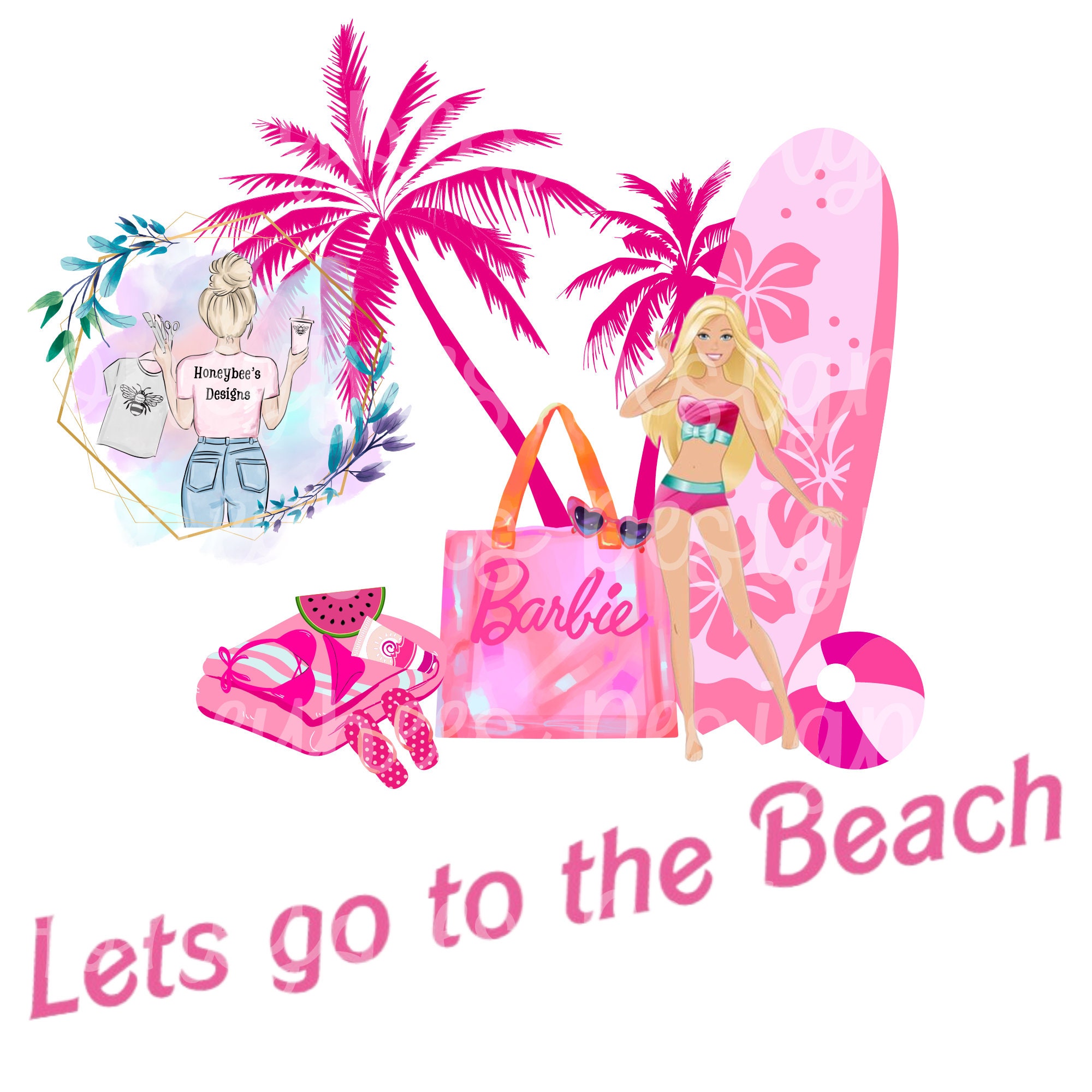 Malibu Barb lets go to the beach Pink Doll,beach,PNG,SVG,shi - Inspire ...