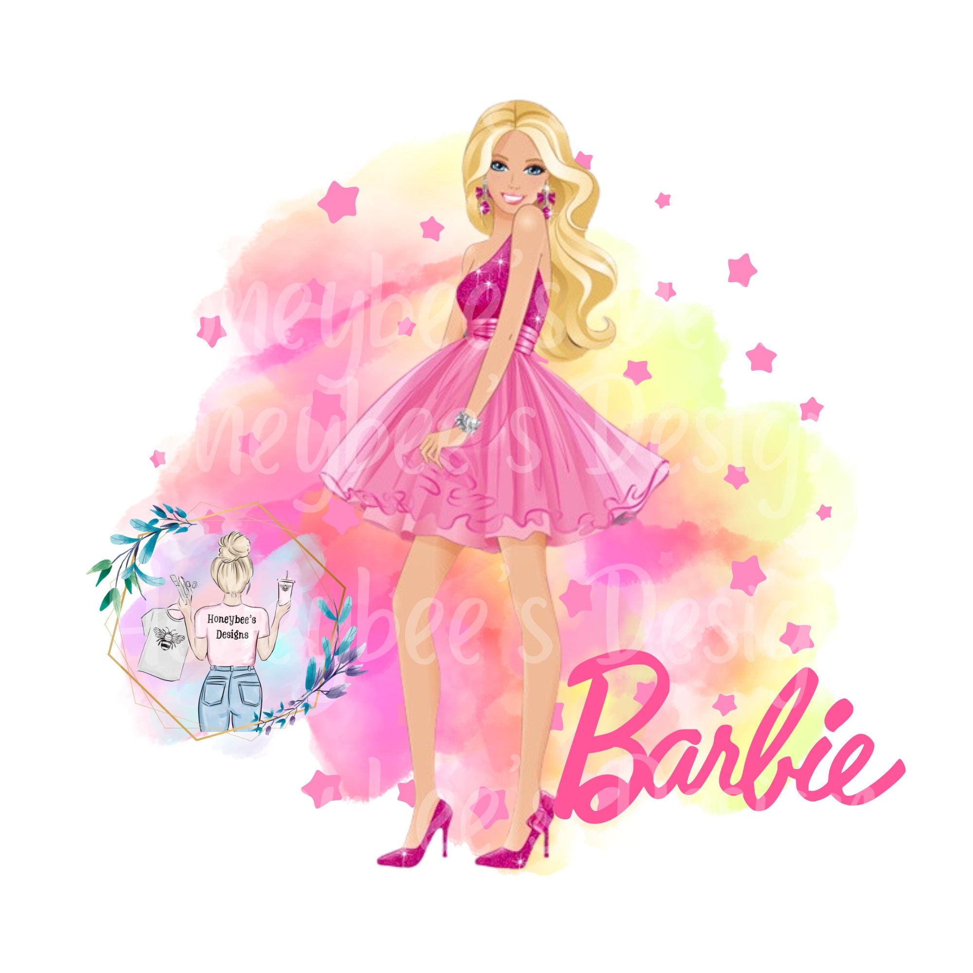 Pink Doll,Stars,pink dress,LOGO,PNG,shirt print,seamless fil - Inspire ...