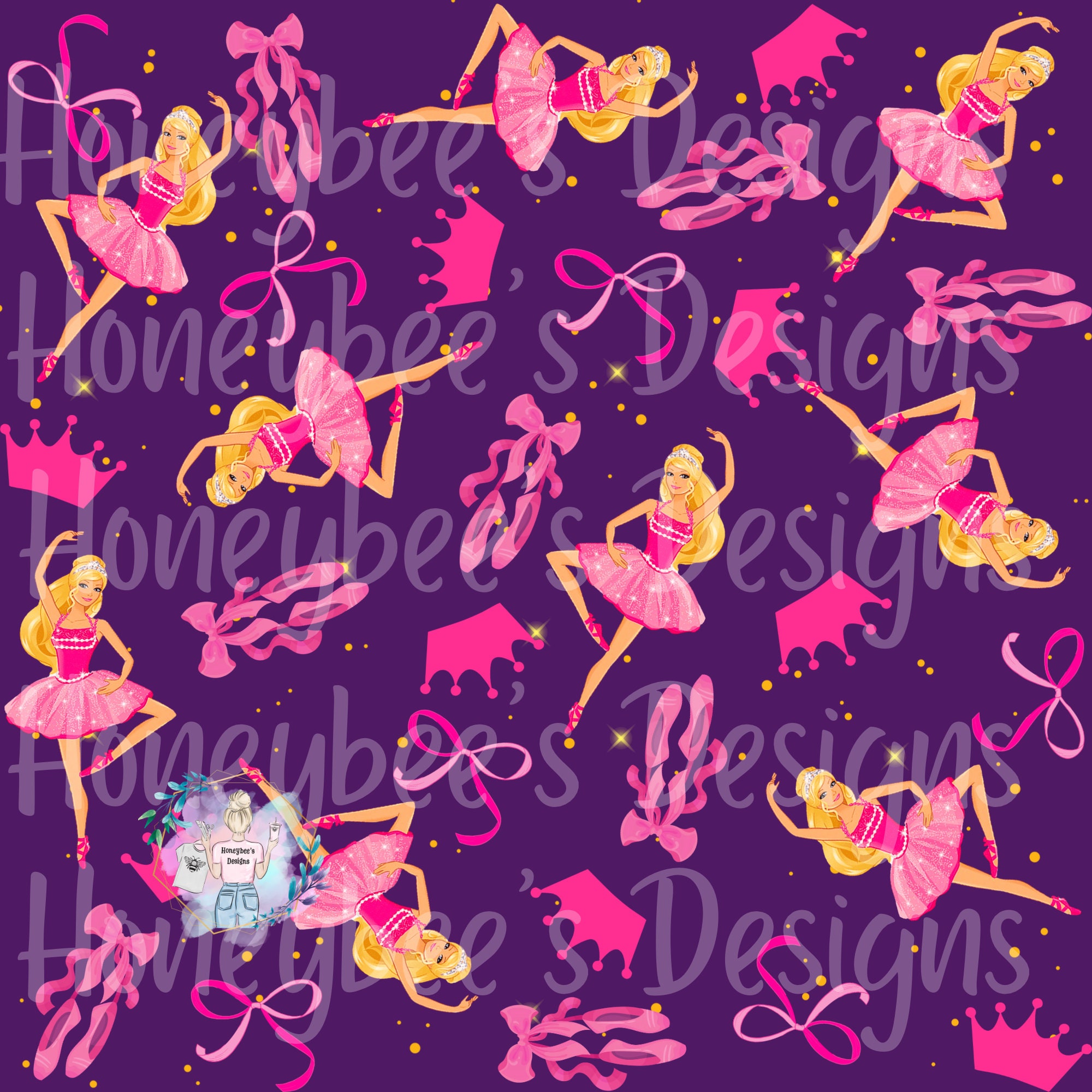 Ballerina Barb doll,Purple background,Seamless File,bow file | Inspire ...