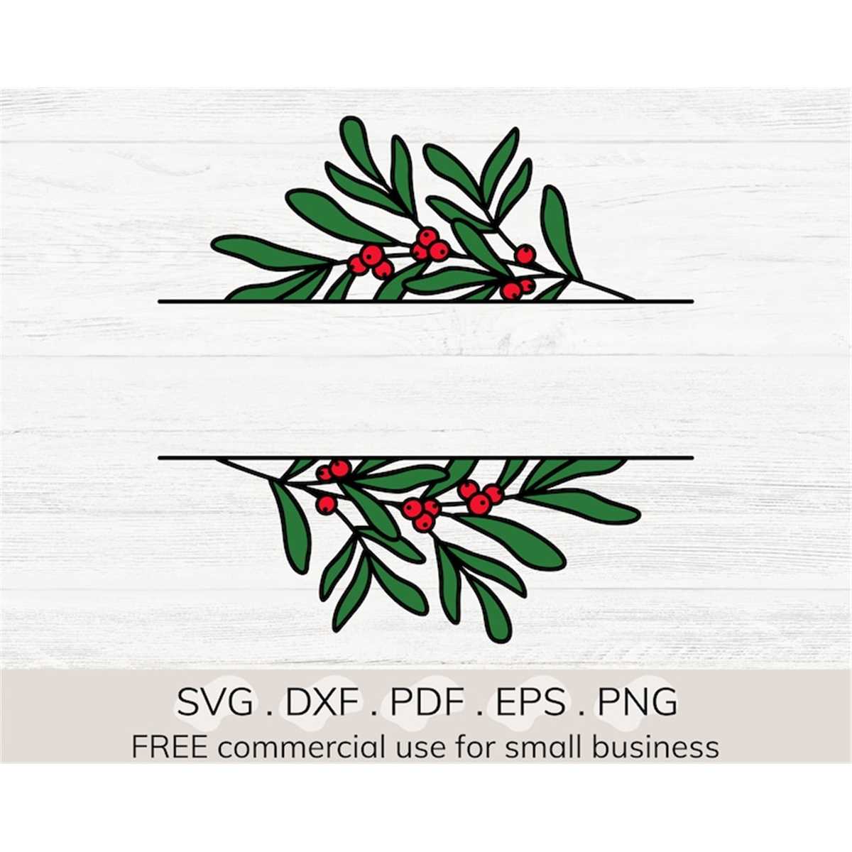 Christmas monogram svg, Mistletoe branches outline svg, Wint - Inspire ...