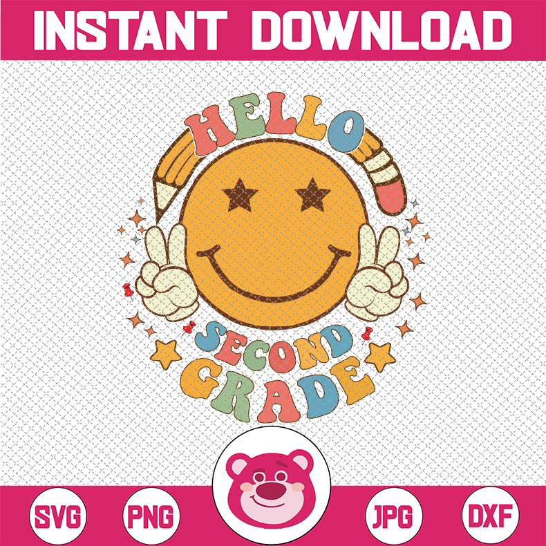 Hello 2nd Grade Smile Pencil Groovy Back To Shool 2nd Grade | Inspire ...