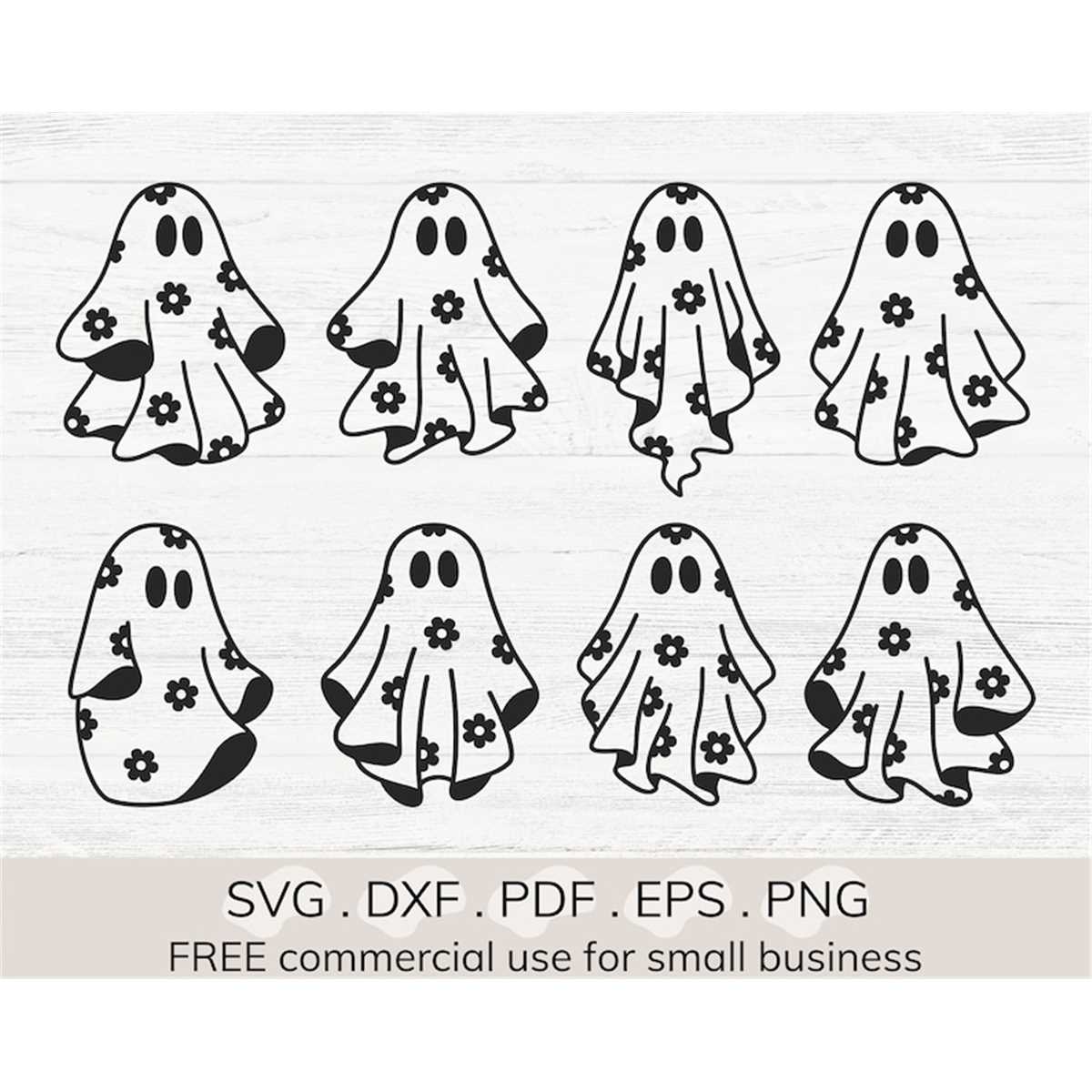 Daisy ghost bundle svg, Spooky season svg, Floral ghost outl | Inspire ...