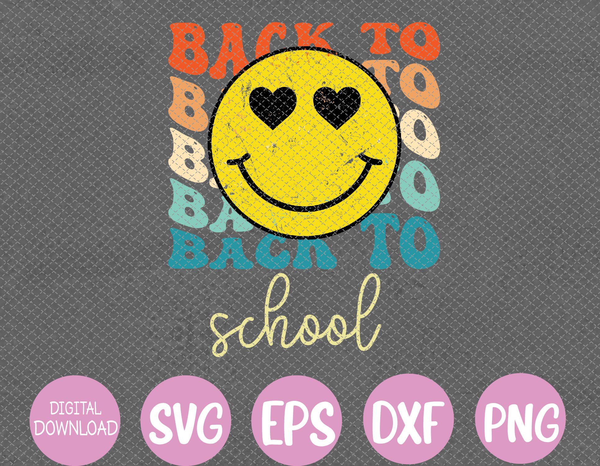 Boho Style Groovy Smile Back to School Svg, Eps, Png, Dxf, D - Inspire ...