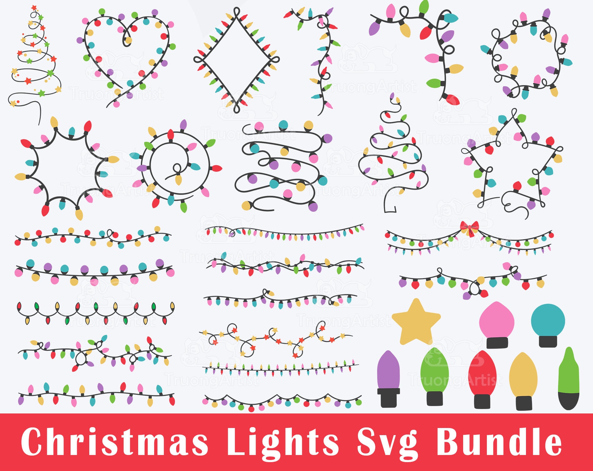 Christmas Lights SVG Bundle, Christmas Light String Svg, Chr | Inspire ...