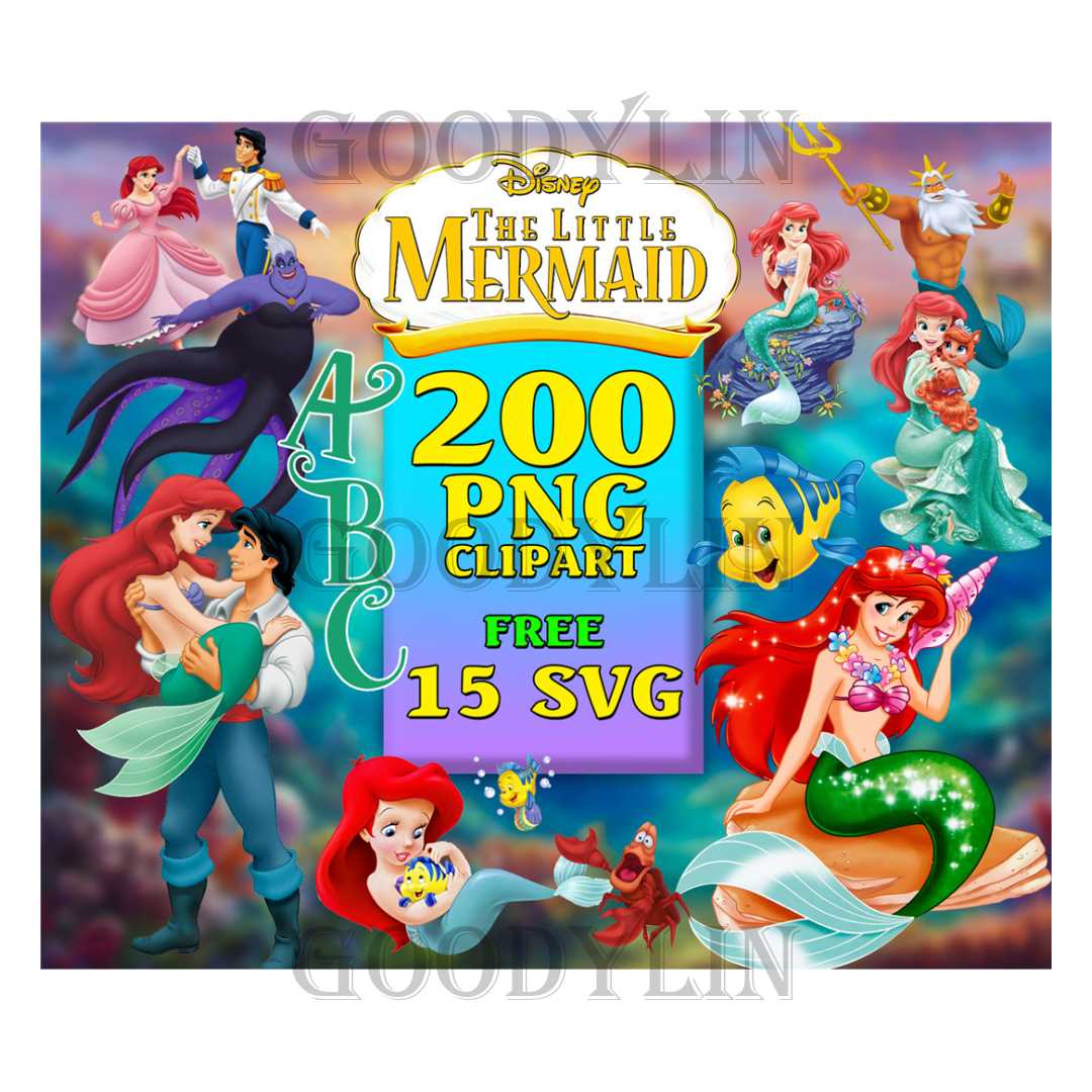 200 Little Mermaid Clipart Png, Ariel Png, Princess Bundle, | Inspire ...