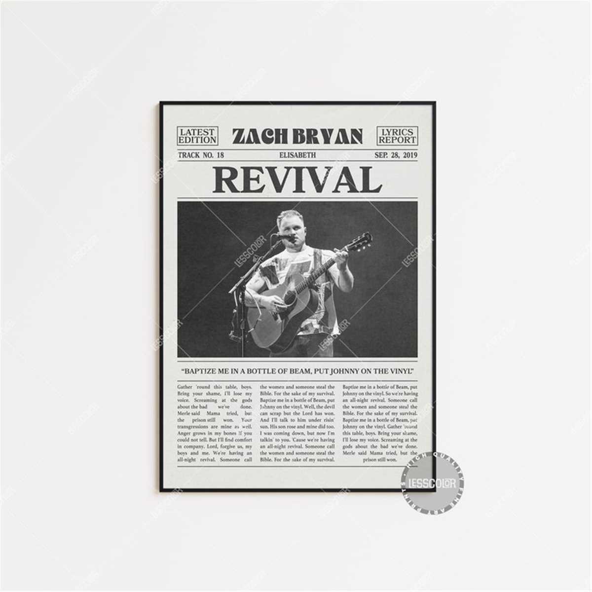 Zach Bryan Retro Newspaper Print, Revival Poster, Revival Ly | Inspire ...