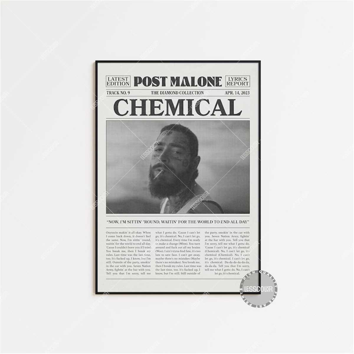 Post Malone Retro Newspaper Print, Chemical Poster, Chemical | Inspire ...