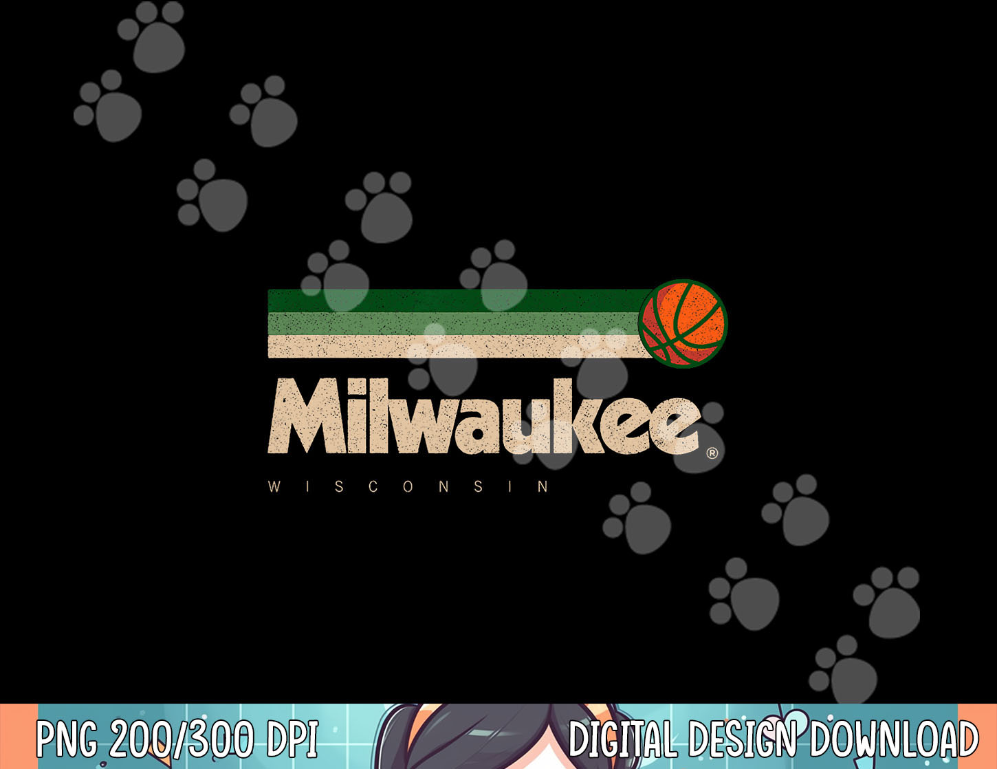 Green Milwaukee Basketball B-Ball Wisconsin Retro Milwaukee | Inspire ...