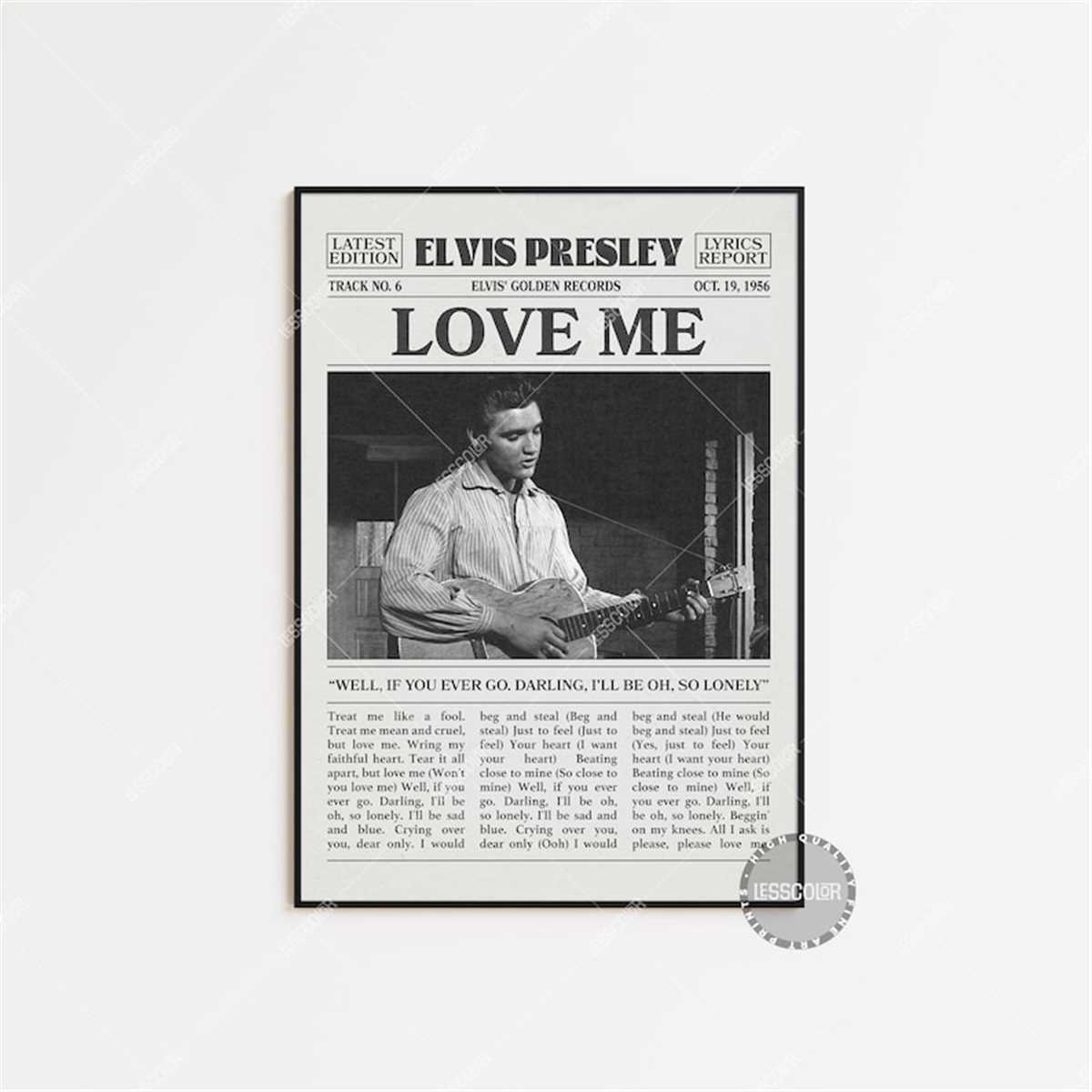 Elvis Presley Retro Newspaper Print, Love Me Poster, Love Me | Inspire ...