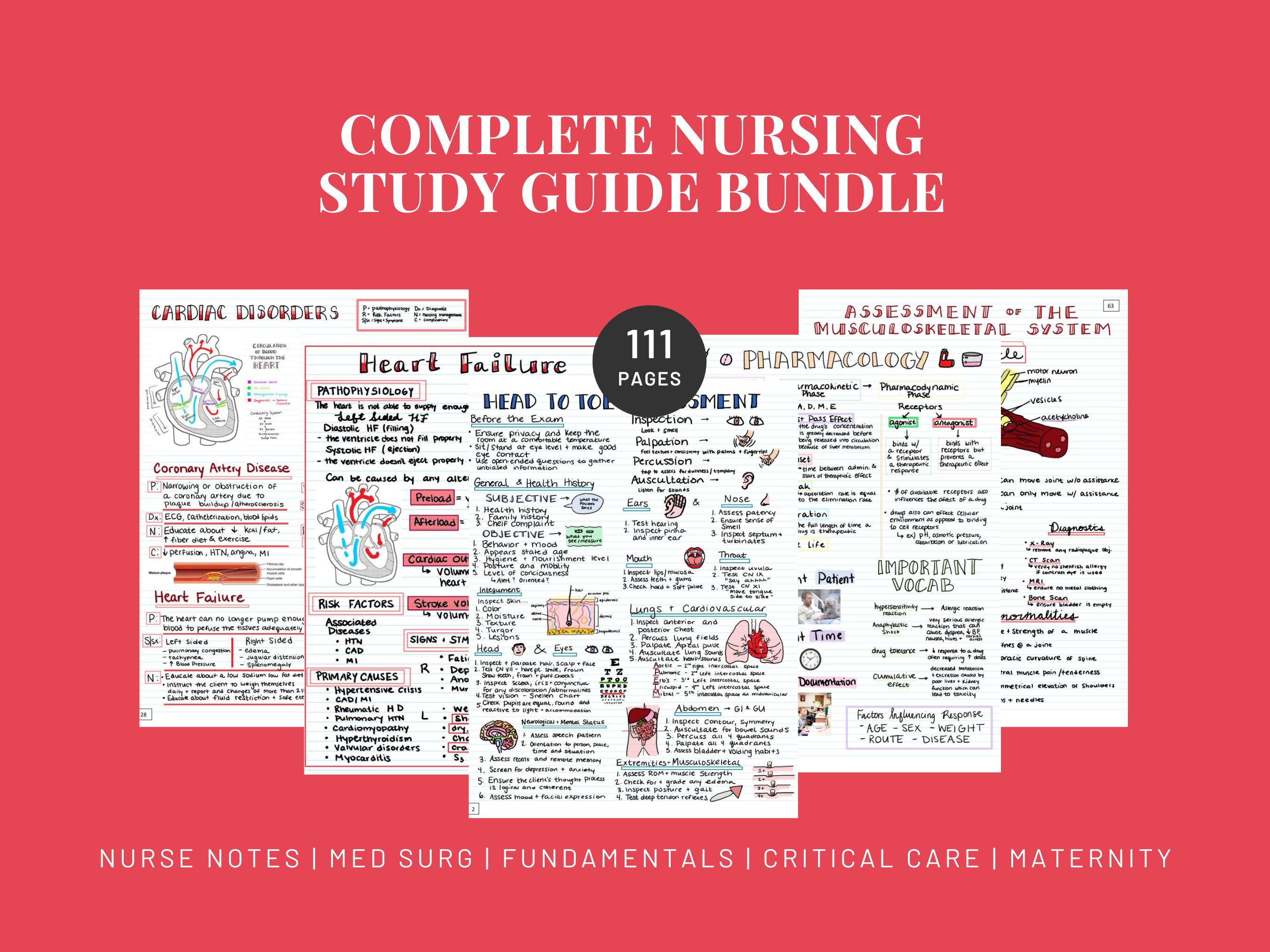 Nursing Study Guide, 110 page PDF, Digital Download, Nursing | Inspire Uplift
