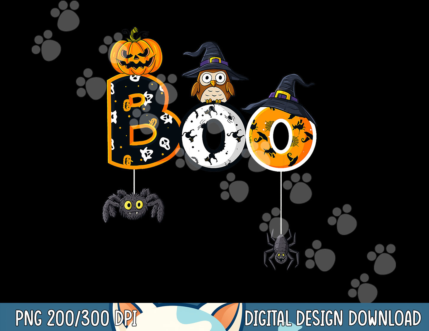 Halloween Boo Owl With Witch Hat Spiders Boys Girls Kids png | Inspire ...