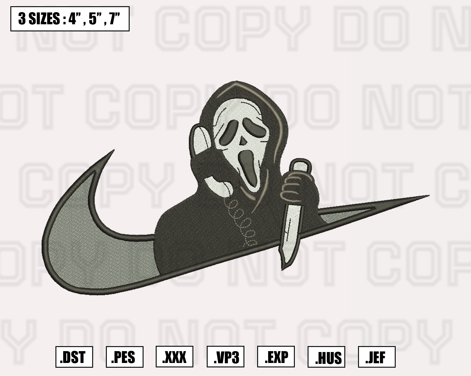 Nike x Scream Ghost Face Embroidery Designs, Halloween Embro - Inspire ...
