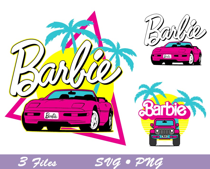 Barbie Car svg, Barbie Car Convertible Corvette Palms Pink B | Inspire ...