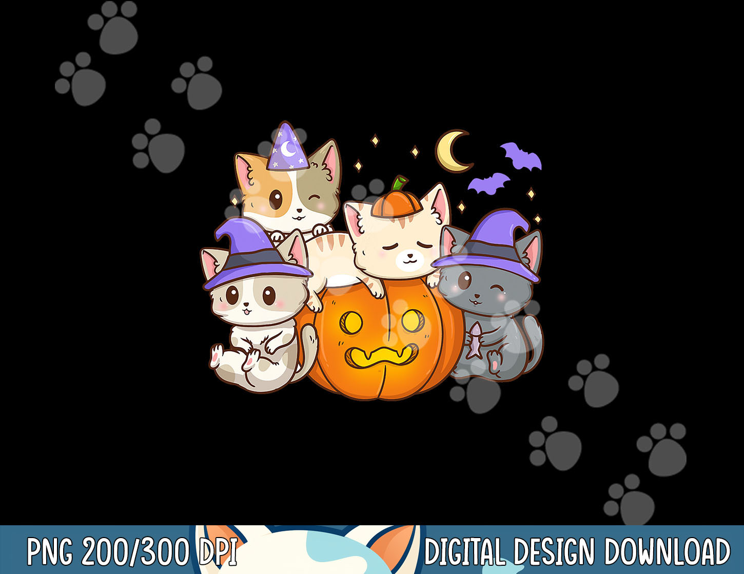 Halloween Cats Anime Cat Kawaii Neko Pumpkin Cat Lover Witch | Inspire ...