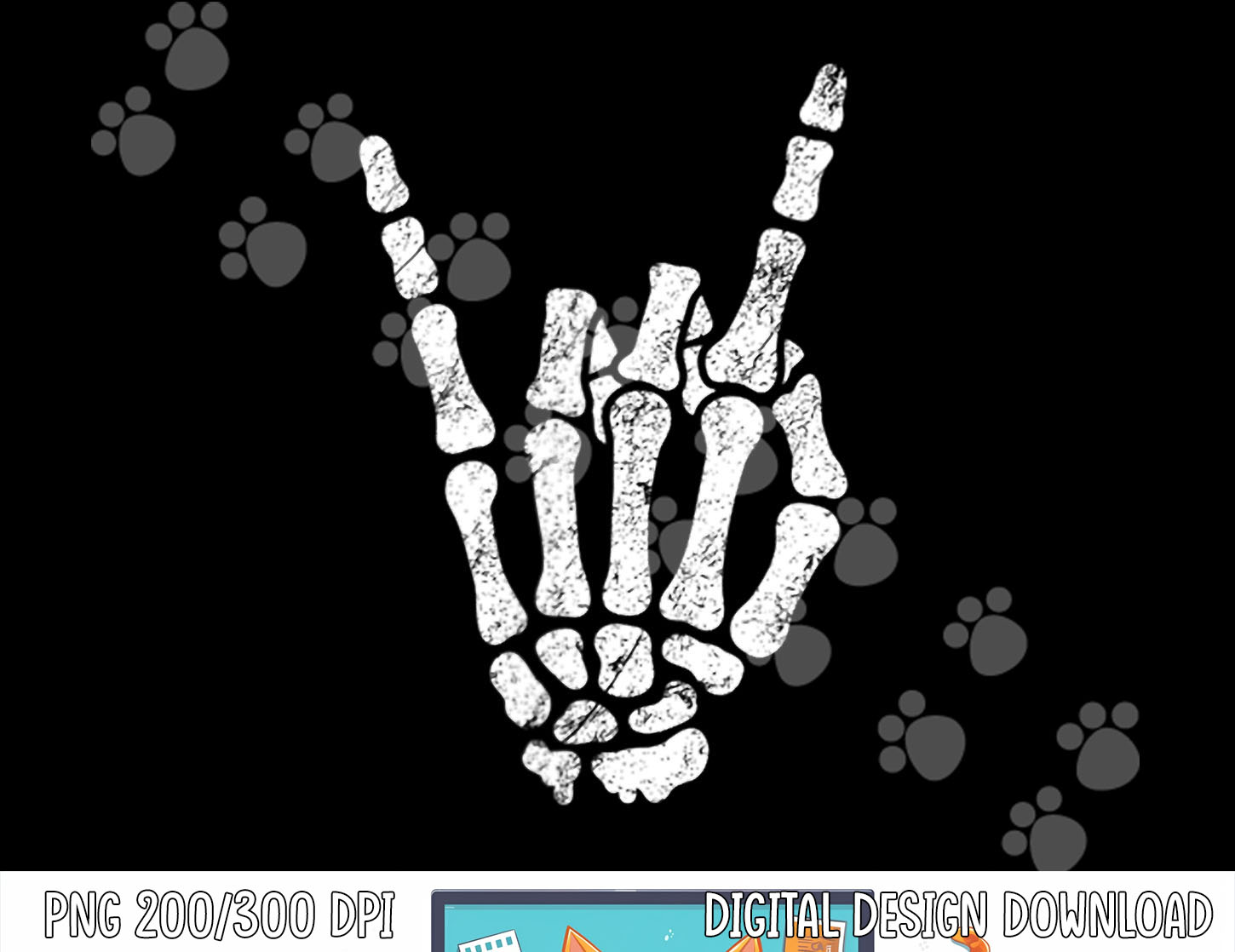 Halloween Rock Hand Sign Skeleton Rock N Roll Symbol Rock On - Inspire ...