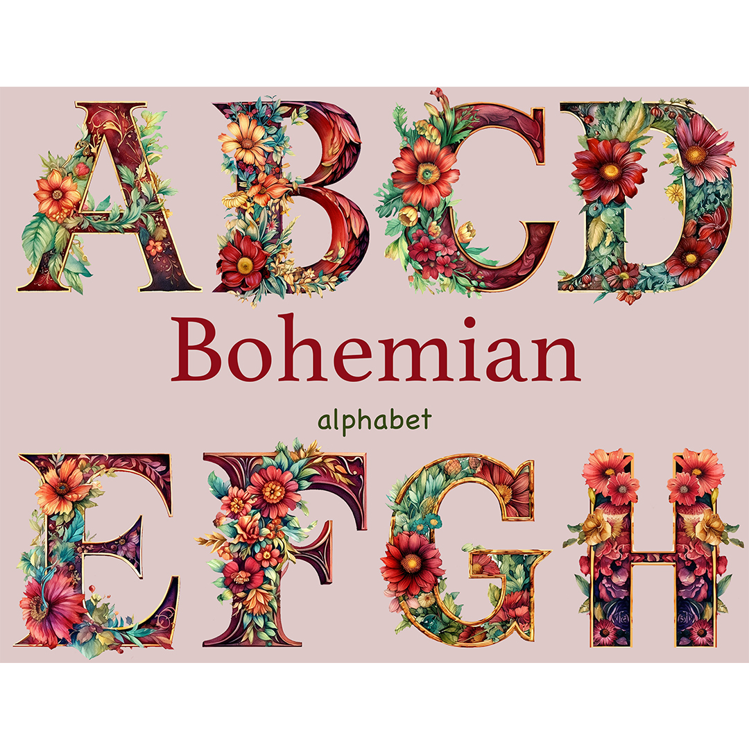 Bohemian Alphabet | Wedding Clipart Bundle - Inspire Uplift