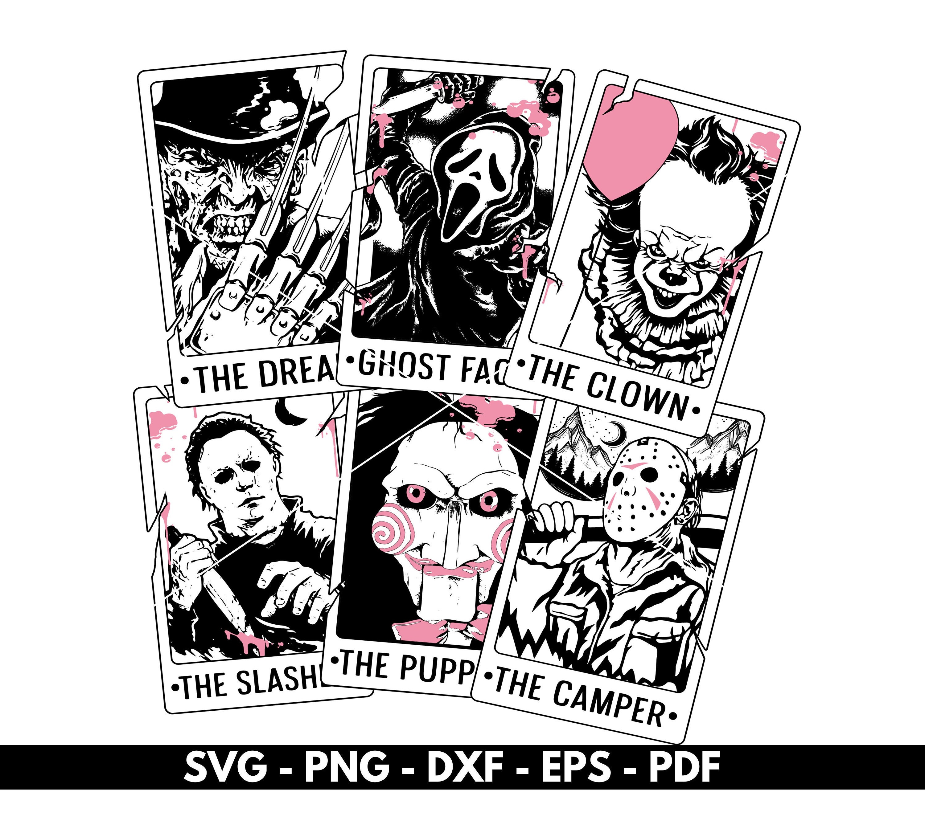 Horror Characters Tarot Card SVG, Horror svg, Horror friends - Inspire ...