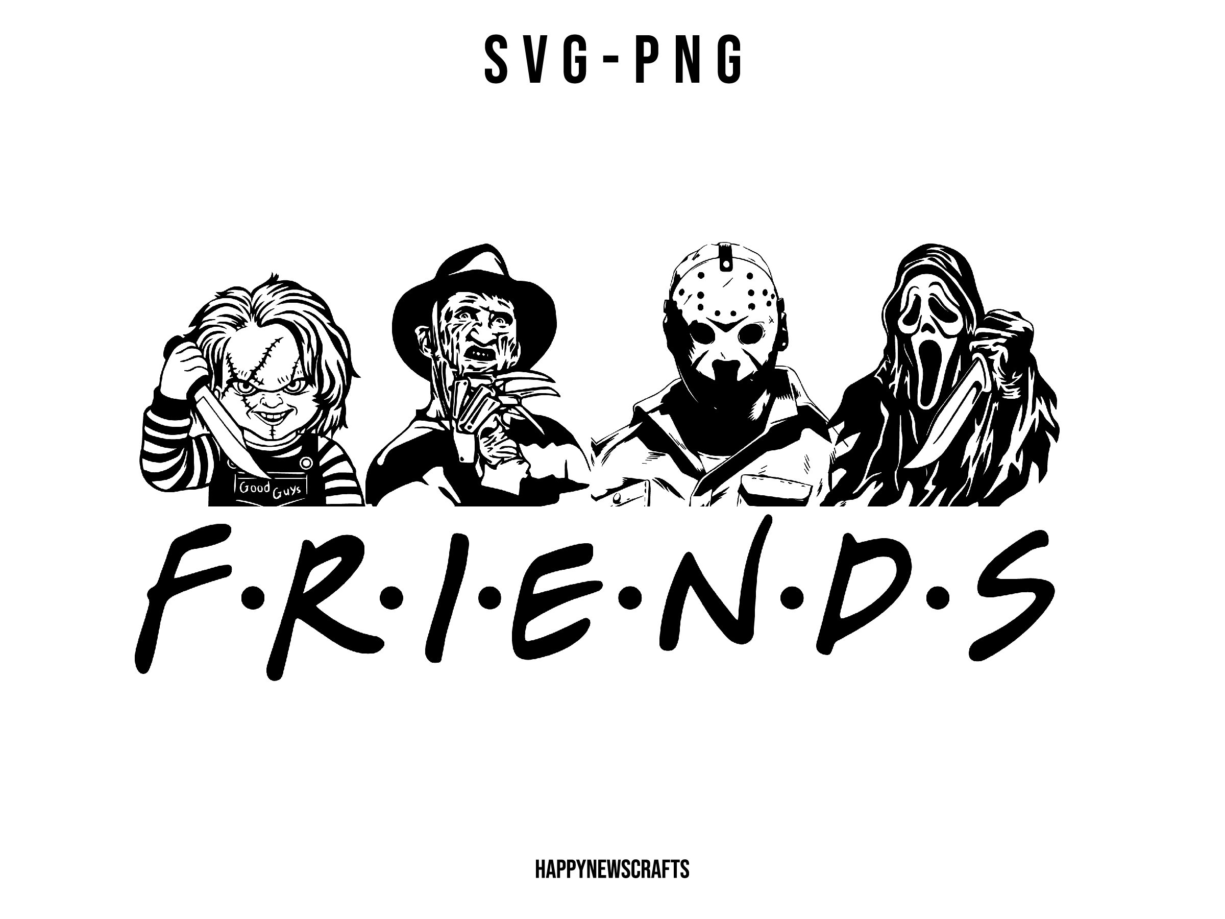 Horror Friends Svg, Horror Movie Characters Friends svg, Mic - Inspire ...