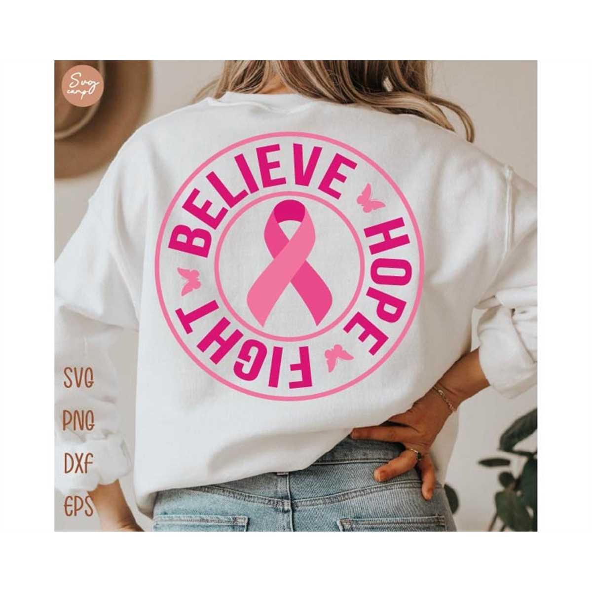 Breast Cancer Ribbon Believe Hope Fight Svg, Breast Cancer S - Inspire ...