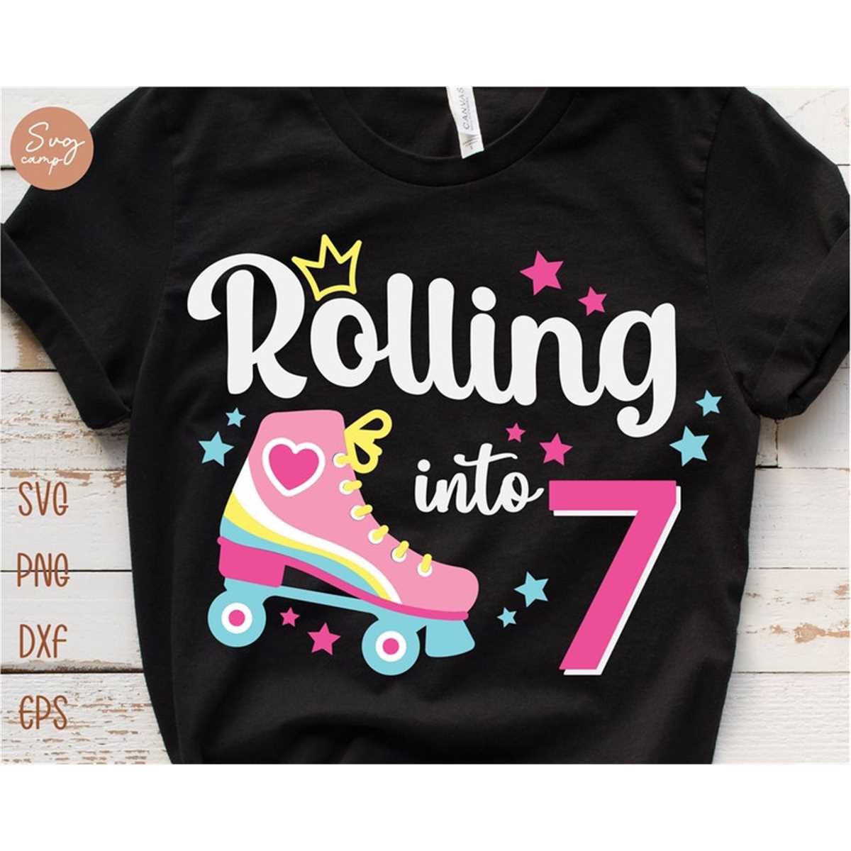Rolling Into 7 svg, Birthday Roller Skates svg, 7th Birthday - Inspire ...